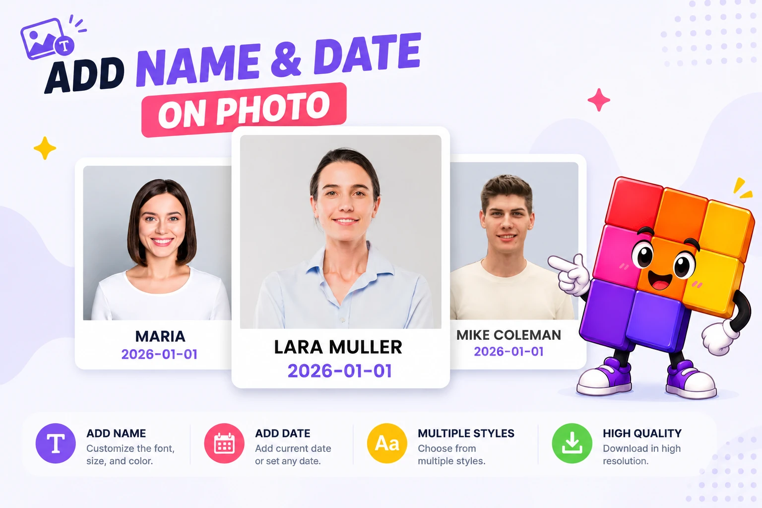 Add Name and Date on Photo - Free Online Tool, No Upload Needed
